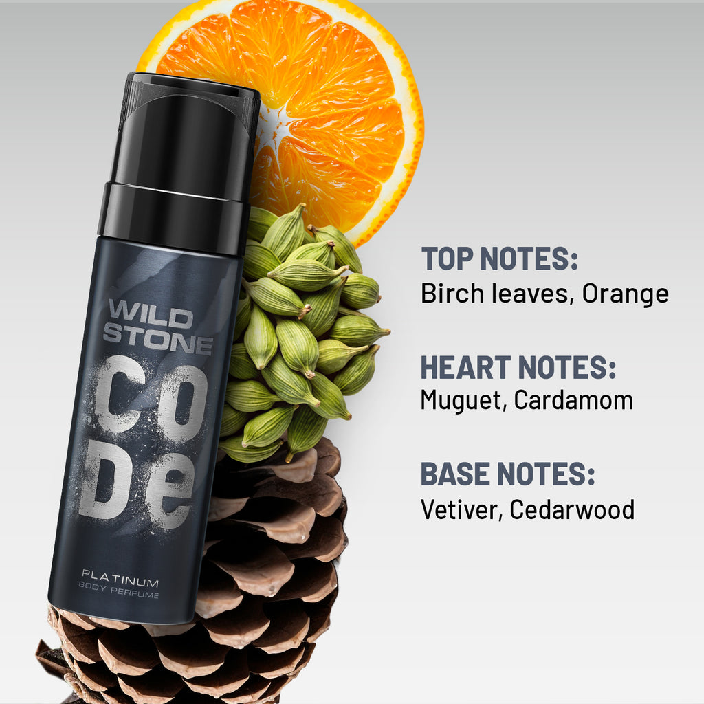 CODE Platinum Body Perfume for Men 150 ml | Wild Stone CODE