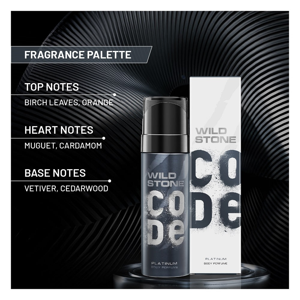CODE Platinum Body Perfume for Men 150 ml | Wild Stone CODE