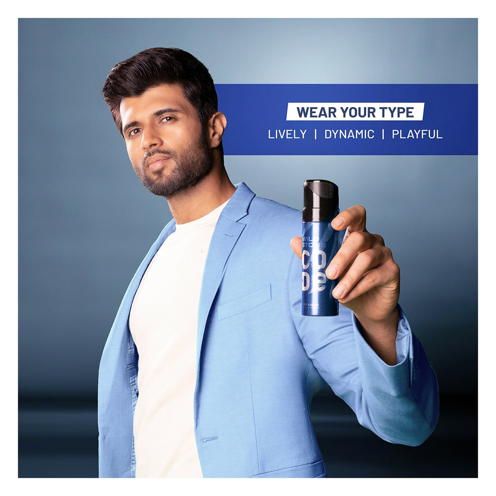 CODE Titanium Men's Body Perfume, 150ml (Pack of 2) | Wild Stone CODE