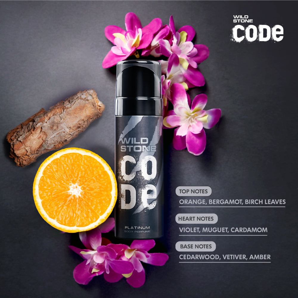 CODE Platinum Body Perfume for Men 120ml | Wild Stone CODE